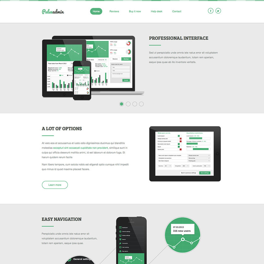 Free Minty Pulse Admin Responsive Website Template