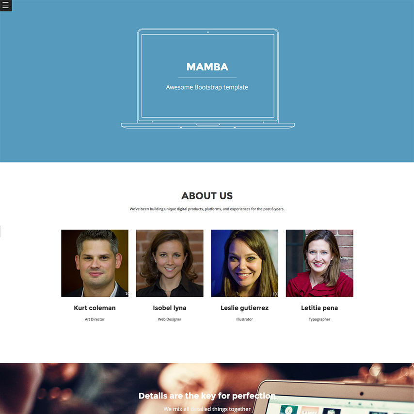 Mamba Free Responsive Bootstrap Template